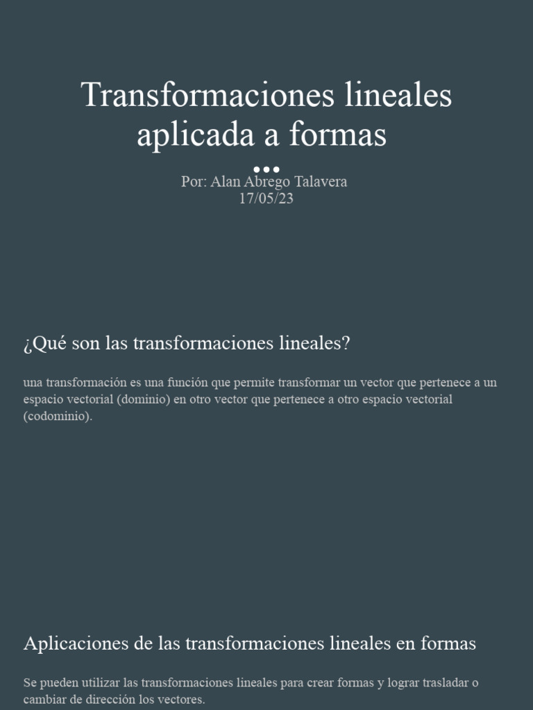 Transformaciones Lineales Aplicada A Formas | PDF