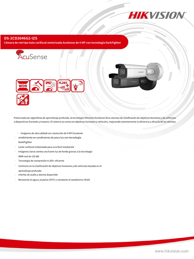 DS-2CD2646G2-IZS-C - Datasheet - V5.5.112 - 20230201 (1) .En - Es | PDF