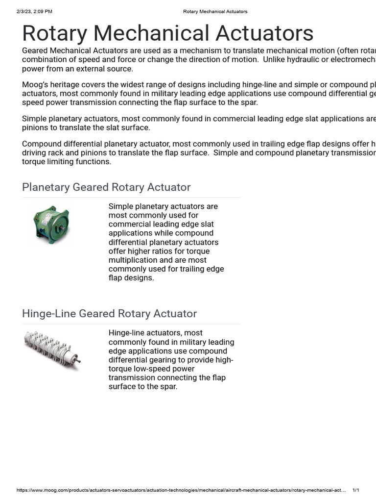 Types of Rotary Mechanical Actuators | PDF | Technology & Engineering