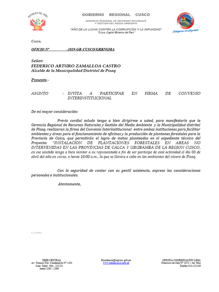 Oficio - Invitación | PDF | Gobierno