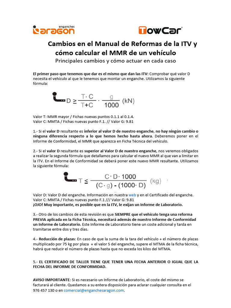 Informe de Conformidad ITV: Cambios y Cálculos | PDF | Negocios ...