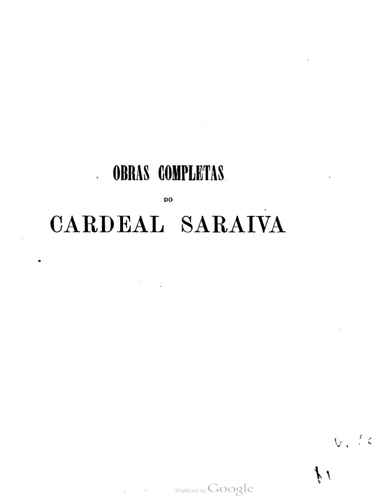 Obras Completas Do Cardeal Saraiva 1883 | PDF