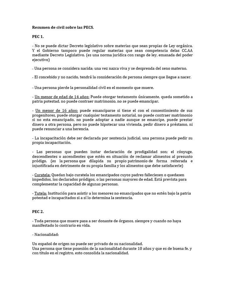 Resumen de Civil Sobre Las PECS - UOC | PDF | Justicia | Crimen y violencia