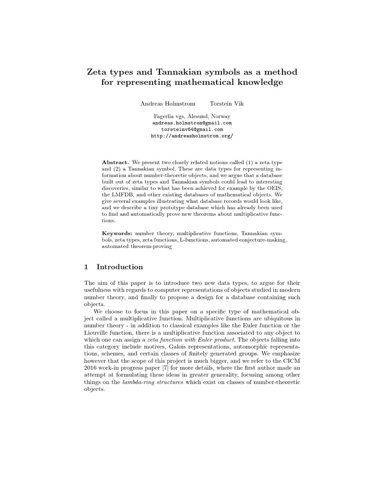 Zeta Types | PDF | Function (Mathematics) | Numbers