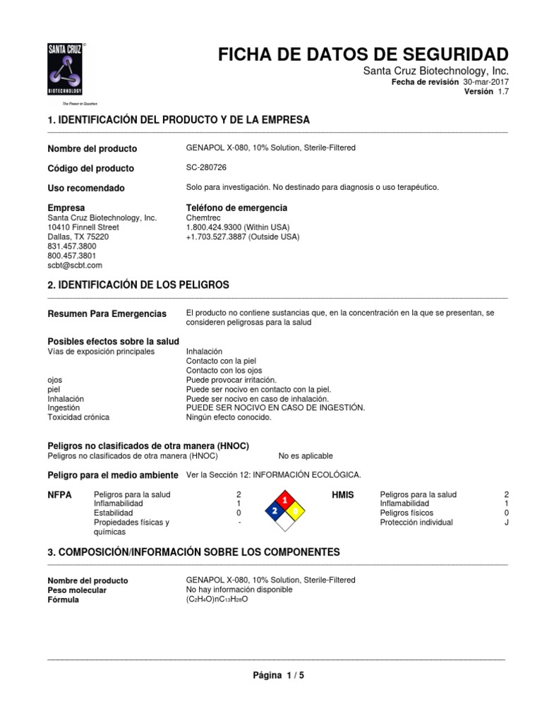 GENAPOL | PDF | Agua | Toxicidad