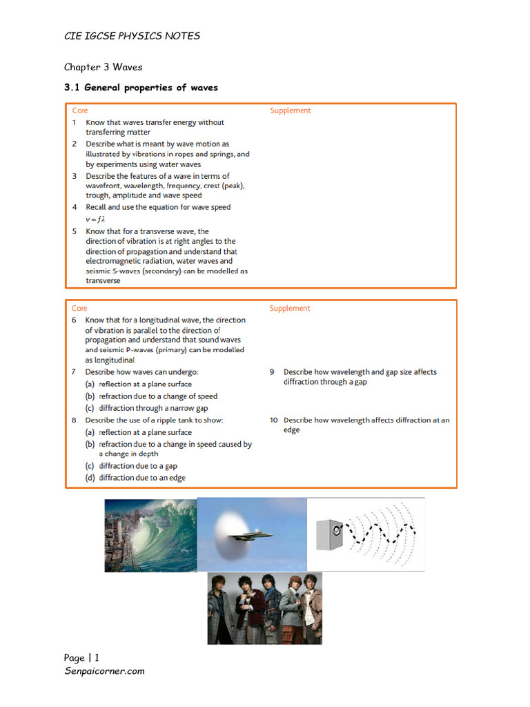 IGCSE Physics Waves Overview | PDF | Waves | Sound