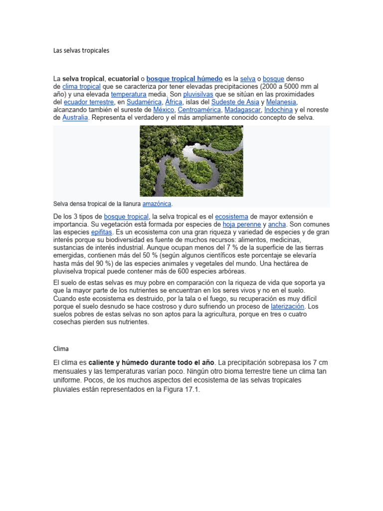 Las Selvas Tropicales | PDF | Ecología de sistemas | Conservación del ...