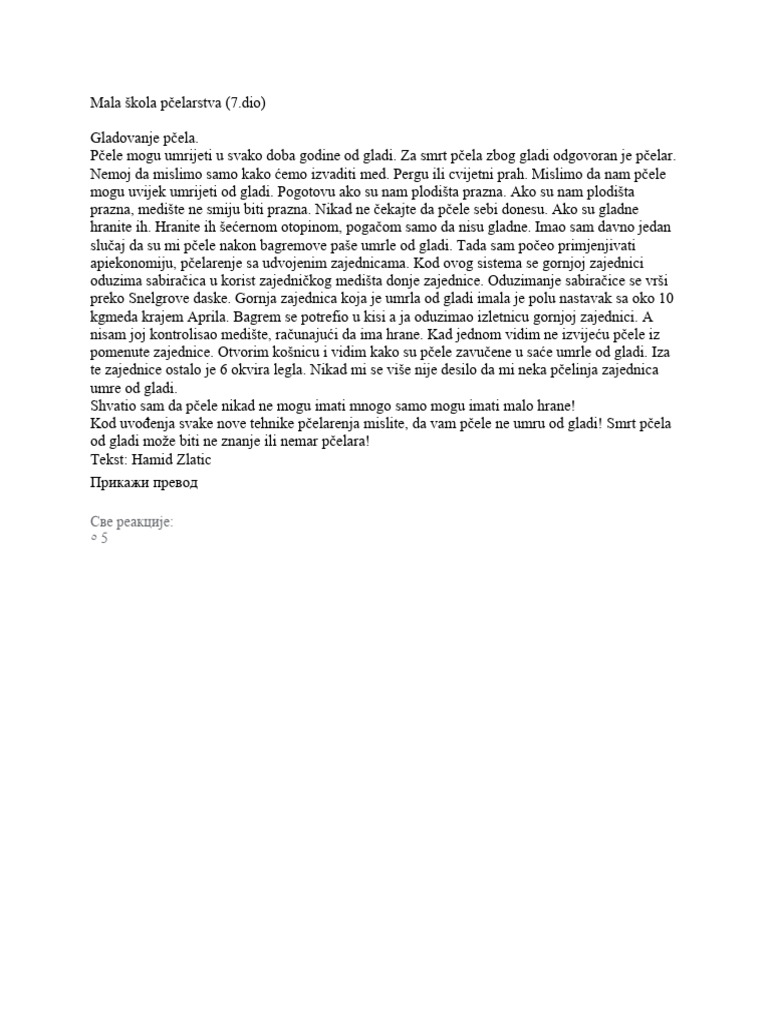 7 Dio - Gladovanje Pčela | PDF