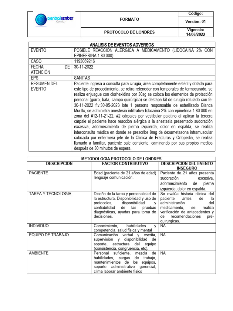 Formato de Protocolo de Londres | PDF | Medicina | Medicina CLINICA