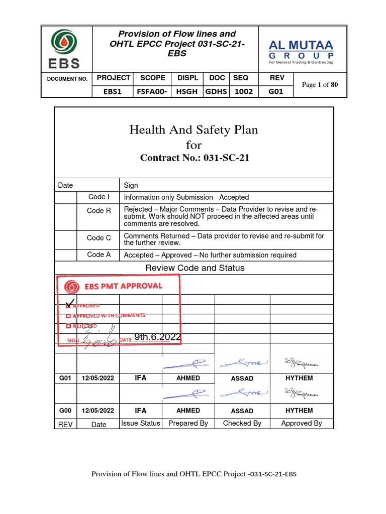Ebs1 Fsfa00 HSGH Gdhs 1002 g01 Health Safety Plan | PDF | Welding ...