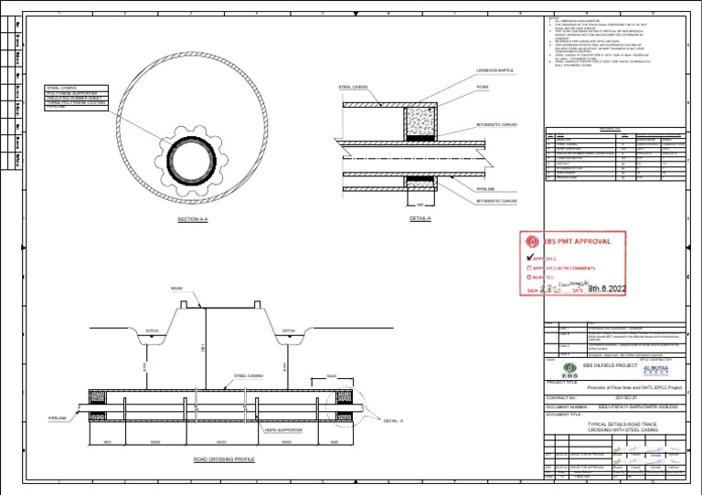 Ebs1-Fsfa11-Sapn-Dwpr-1008-D01-Typical Details Road Trace Crossing With Steel Casing-Sht-1 | PDF ...