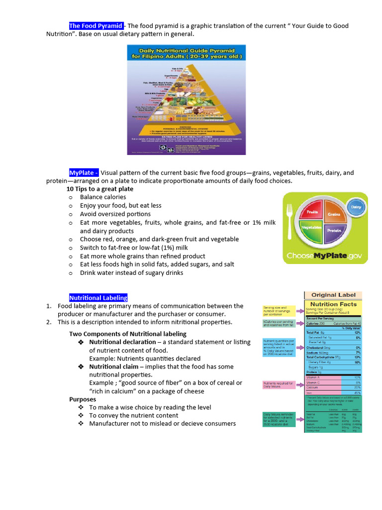 Nutrition Guide: Food Pyramid & MyPlate | PDF | Foods | Nutrition