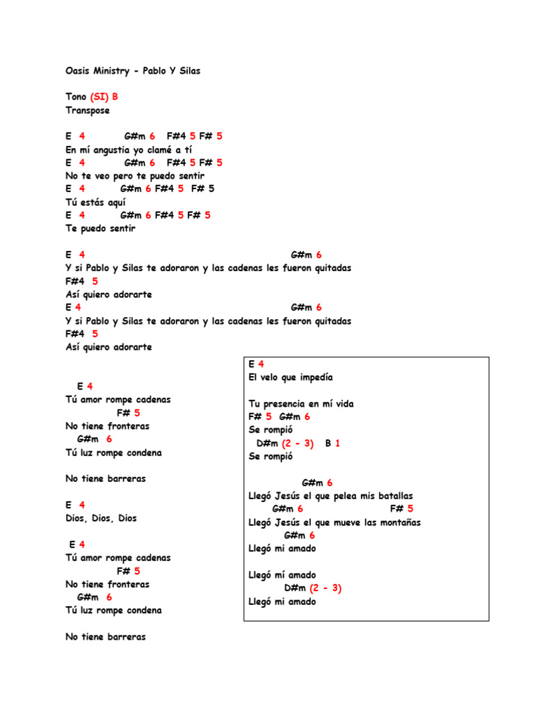 LETRA - Pablo Y Silas | PDF