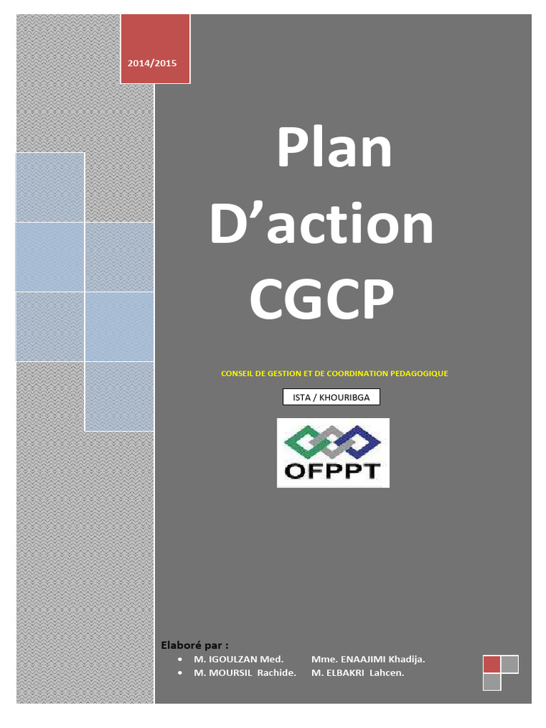 Plan d'Action CGCP ISTA Khouribga 2014/2015 | PDF | Pédagogie ...