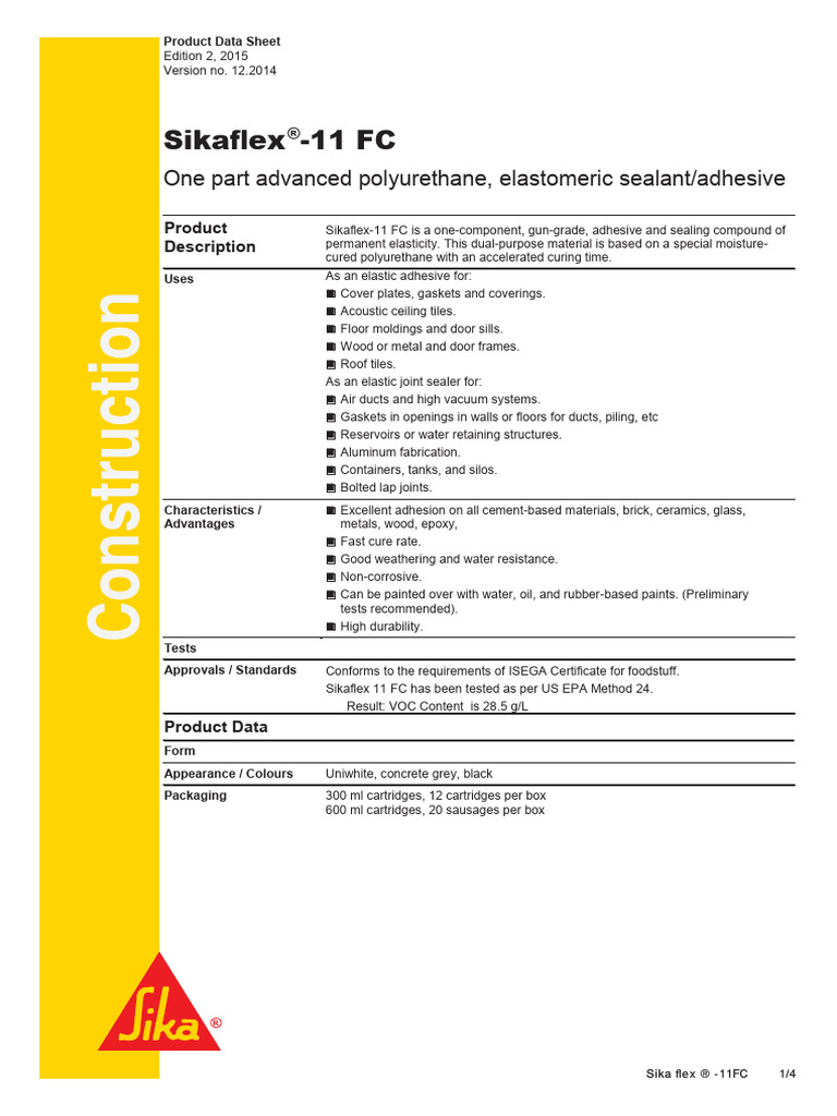 Sikaflex®-11 FC | PDF | Duct (Flow) | Polyurethane