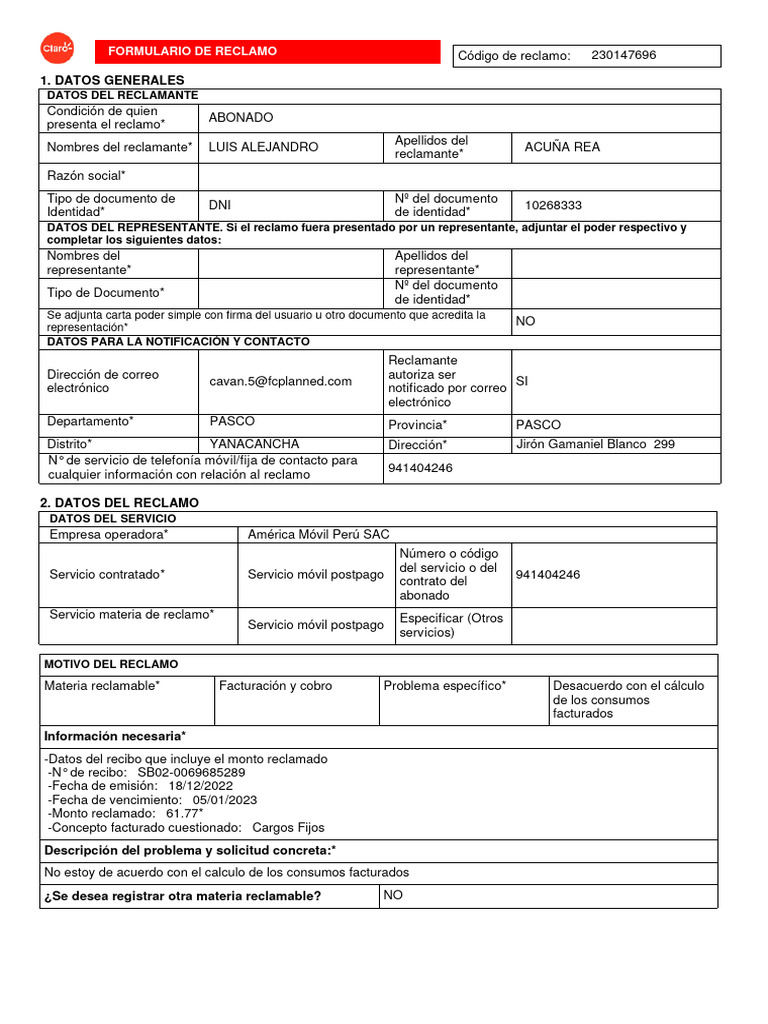 1 Formulario | PDF | Telefonía móvil | Spamming