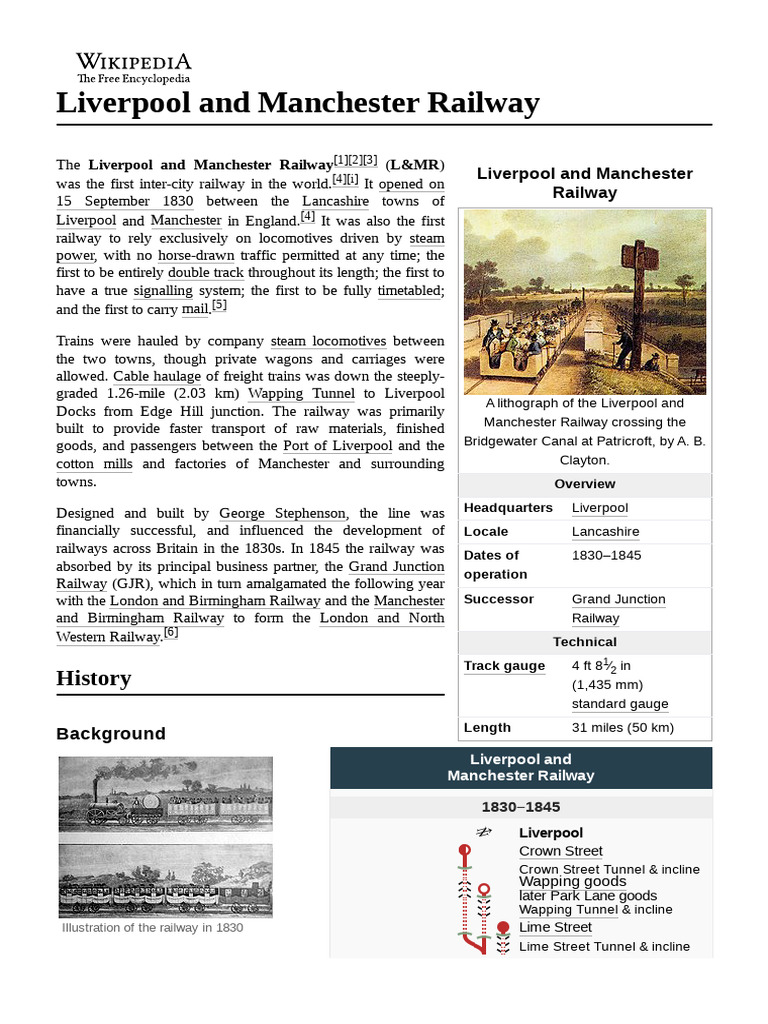 Liverpool and Manchester Railway | PDF | Sustainable Transport | Land ...