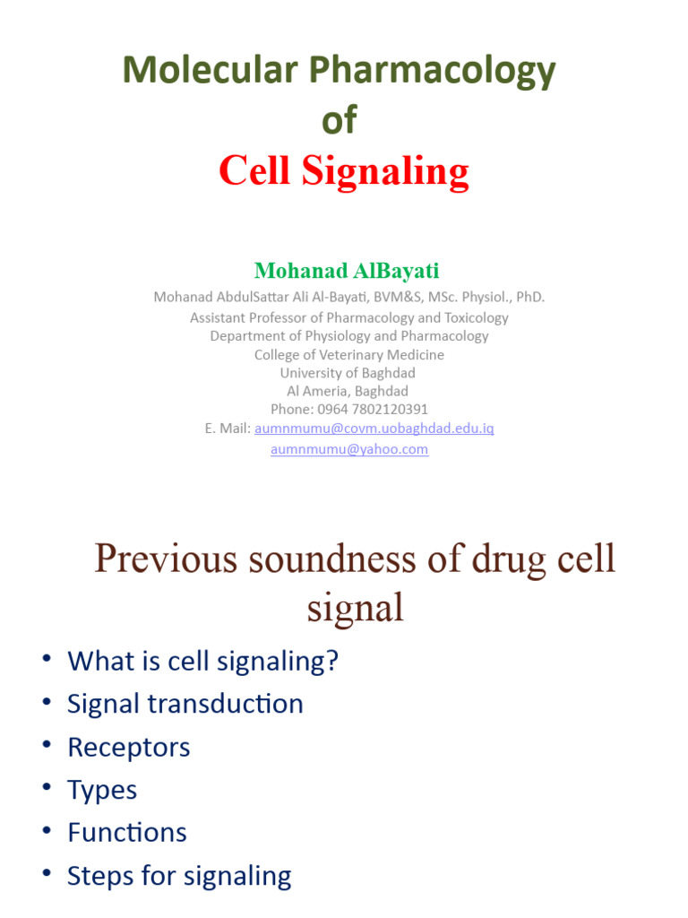 Molecular Pharmacology of Cell Signling | PDF | Receptor (Biochemistry ...