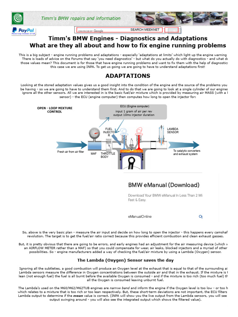Timms BMW Engine Adaptations and Using INPA To Solve Engine Problems | PDF | Mechanical ...