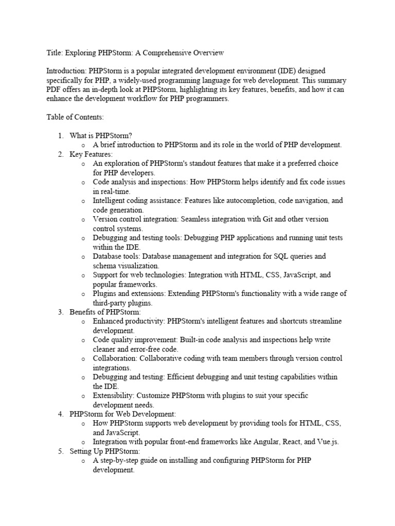 PHP Storm Notes | PDF | Php | World Wide Web