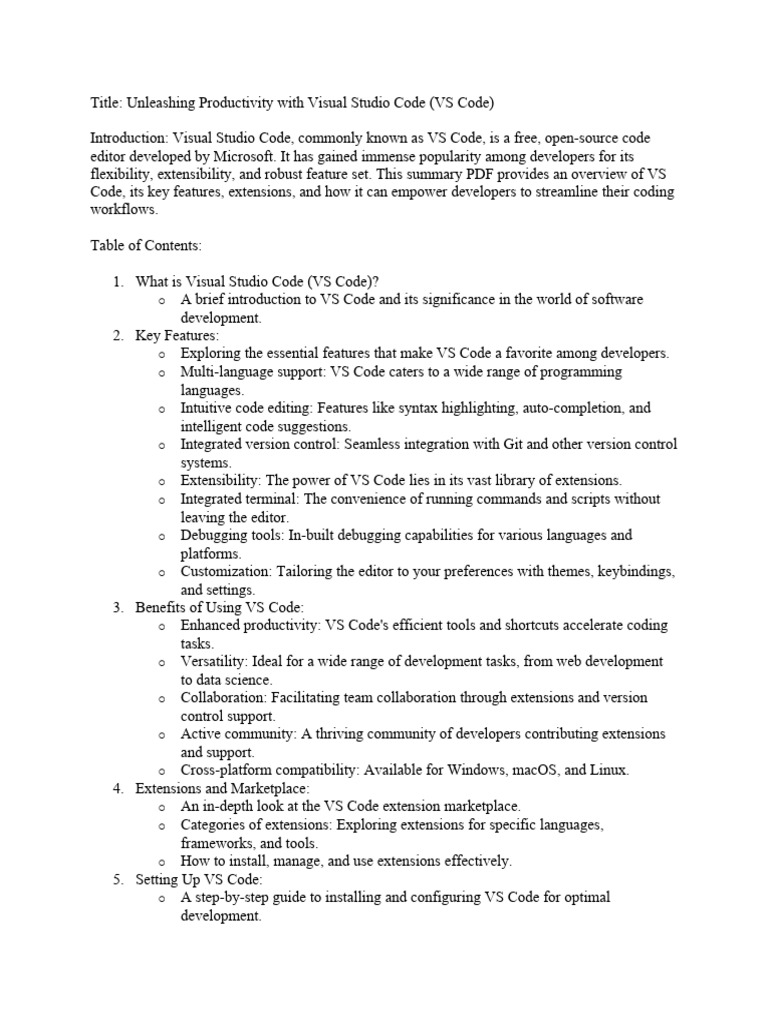 Vscode Notes Pdf Computer Programming Source Code