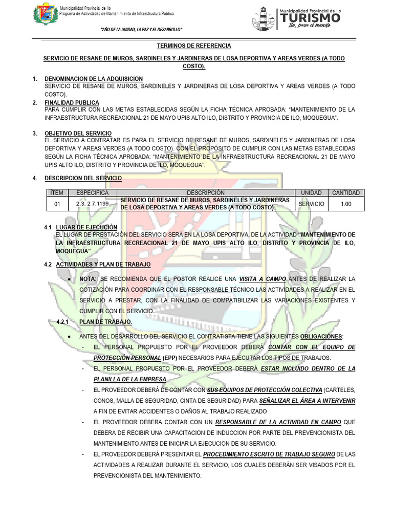 Resane de Muros y Jardineras en Ilo | PDF | Hormigón | Materiales de ...