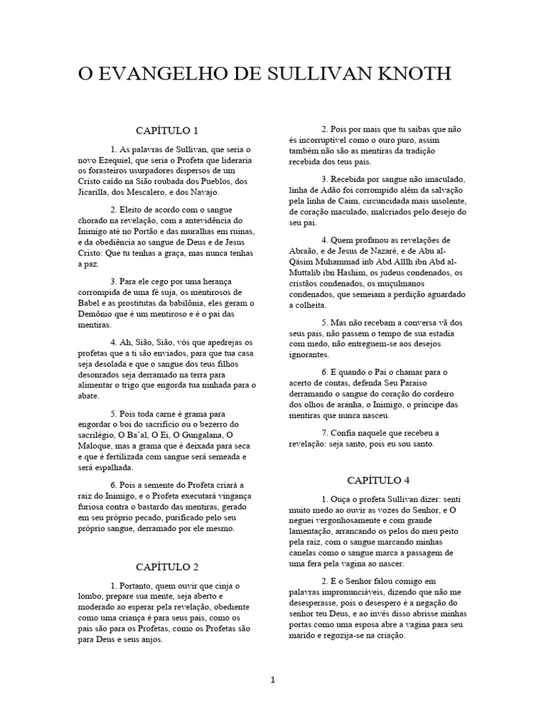 O EVANGELHO DE SULLIVAN KNOTH | PDF | Jesus | Revelação