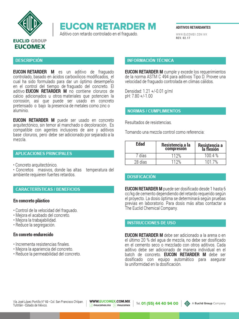 eucon-retader-m | PDF | Hormigón | Cemento