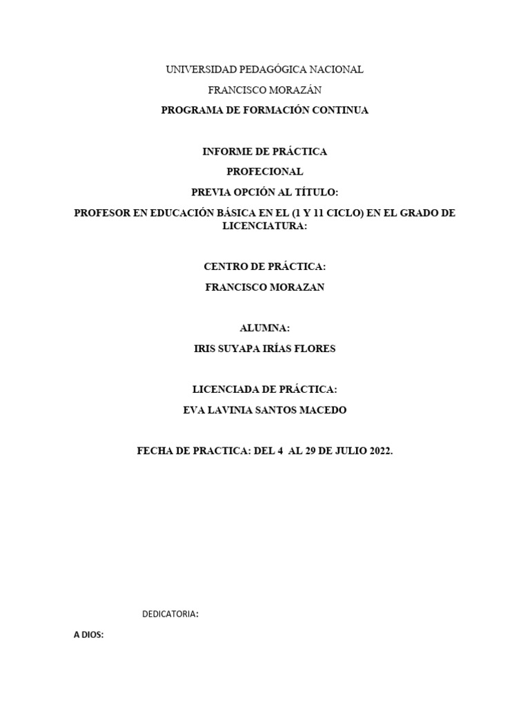 Informe de Practica Iris | Descargar gratis PDF | Maestros | Enseñando