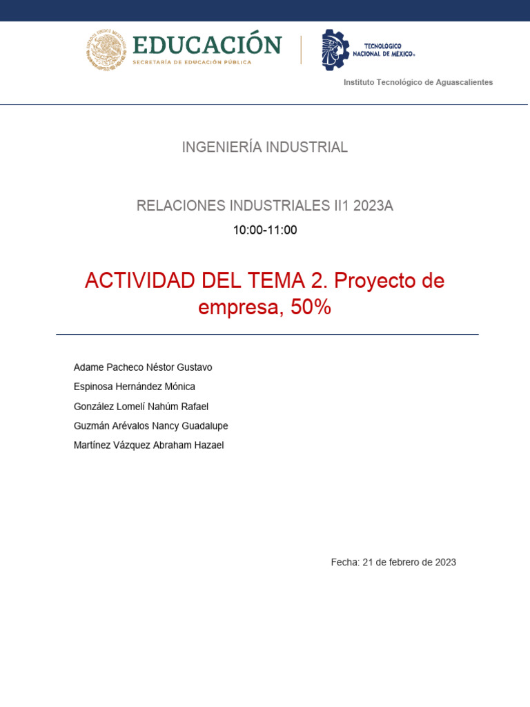 Relaciones Industriales Tema 2 Act. 1.2 | PDF | Gestión de recursos humanos | Business