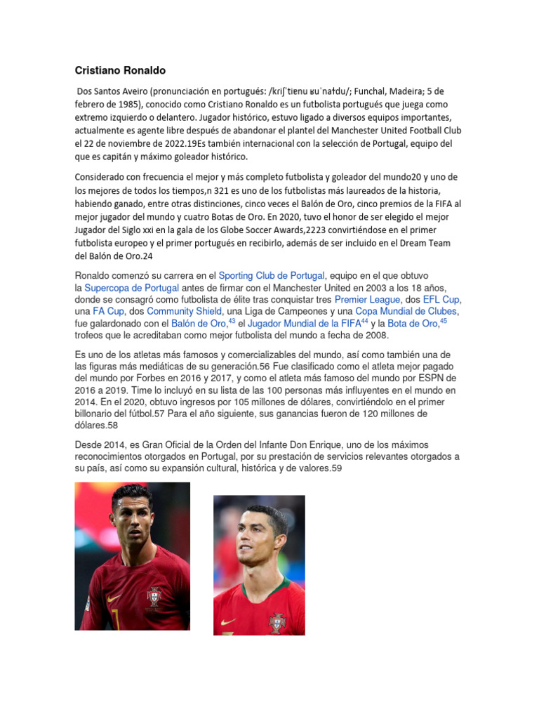 Cristiano Ronaldo | PDF | Asociación de Futbol | Deportes