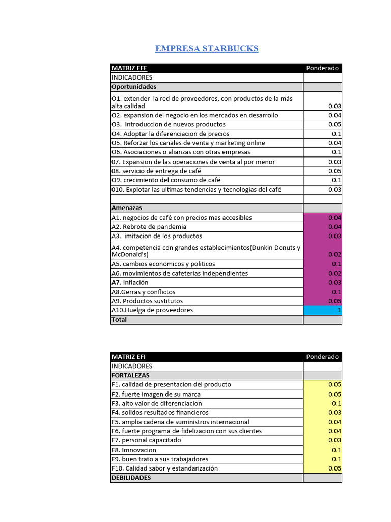 Matriz Efe Efi | PDF | Medios de comunicación en masa | Inversiones