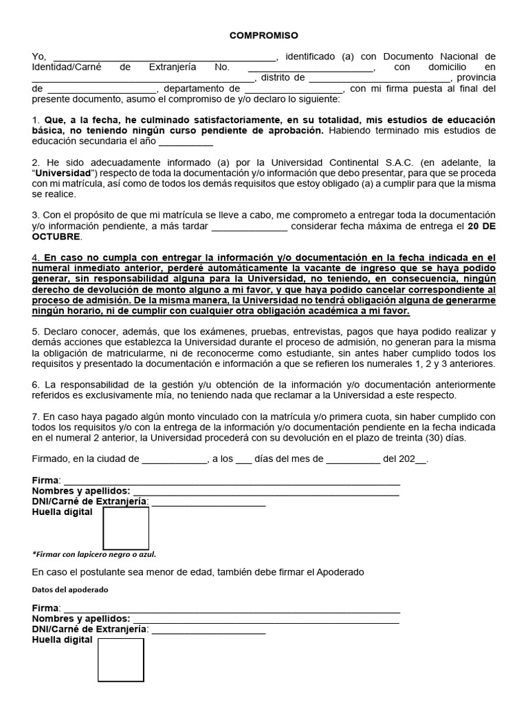 Carta Compromiso | PDF