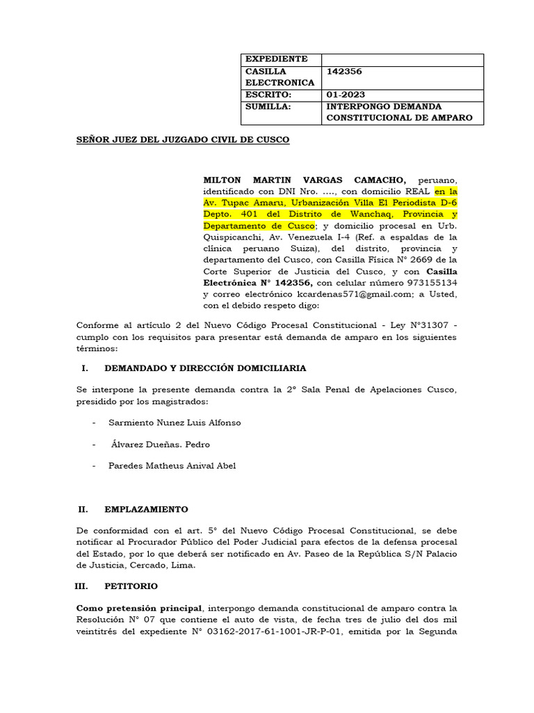 Amparo Milton Martin | PDF | Apelación | Debido al proceso