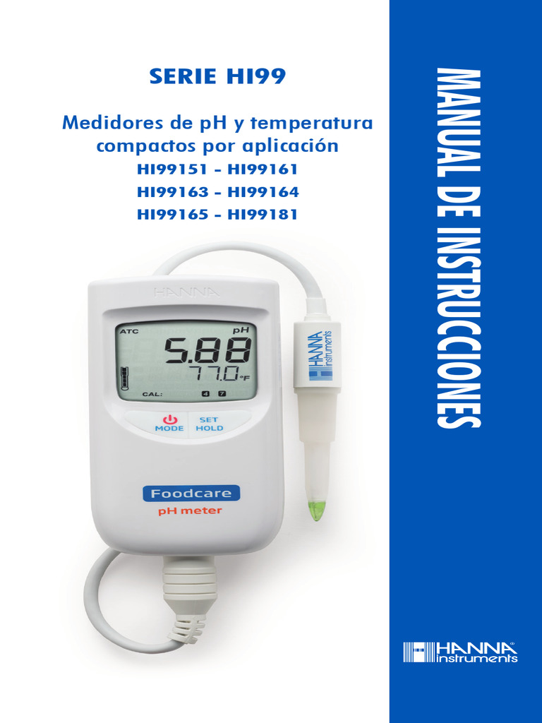 Manual de Medidores de pH Serie HI99 | PDF | Residuos | Agua