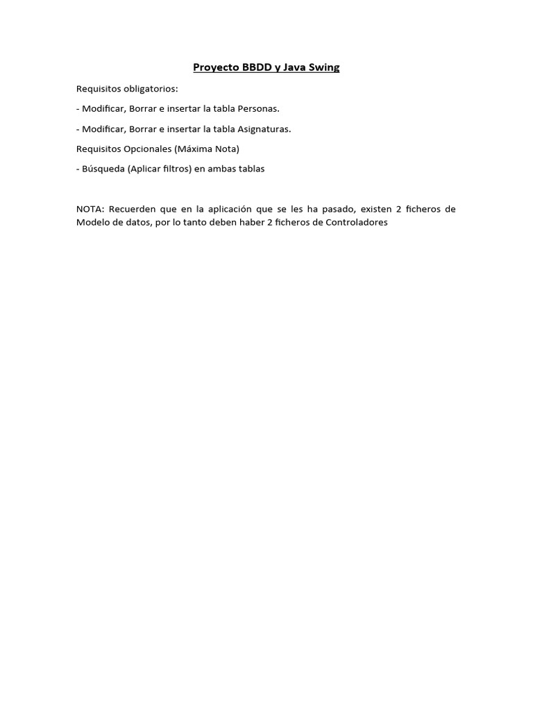 Proyecto BBDD con Java Swing | PDF