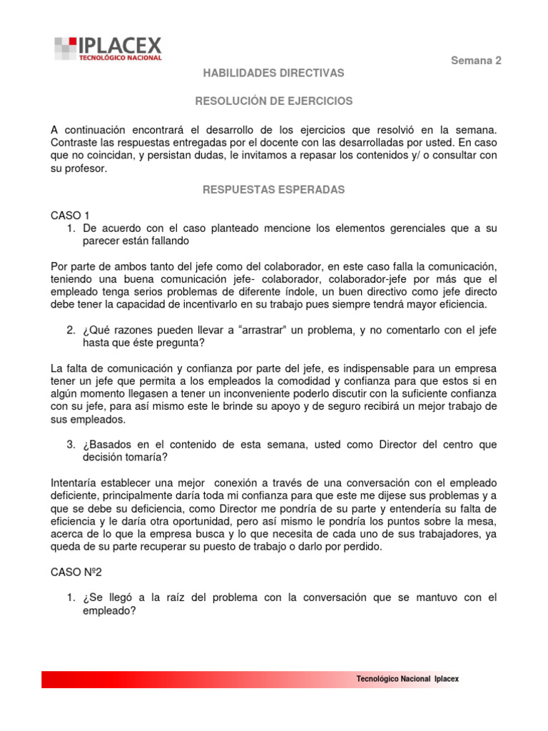 Respuestas Ejercicios Semana 2 | PDF Respuestas Ejercicios Semana 2 | PDF