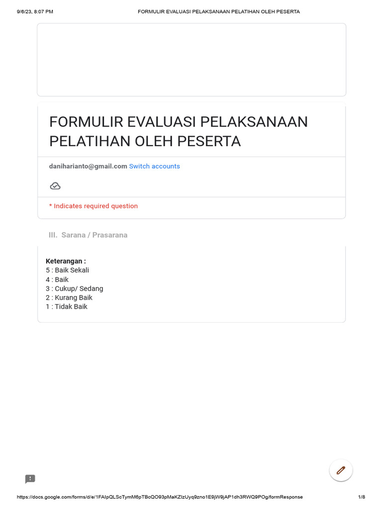 Evaluasi Pelatihan Peserta | PDF