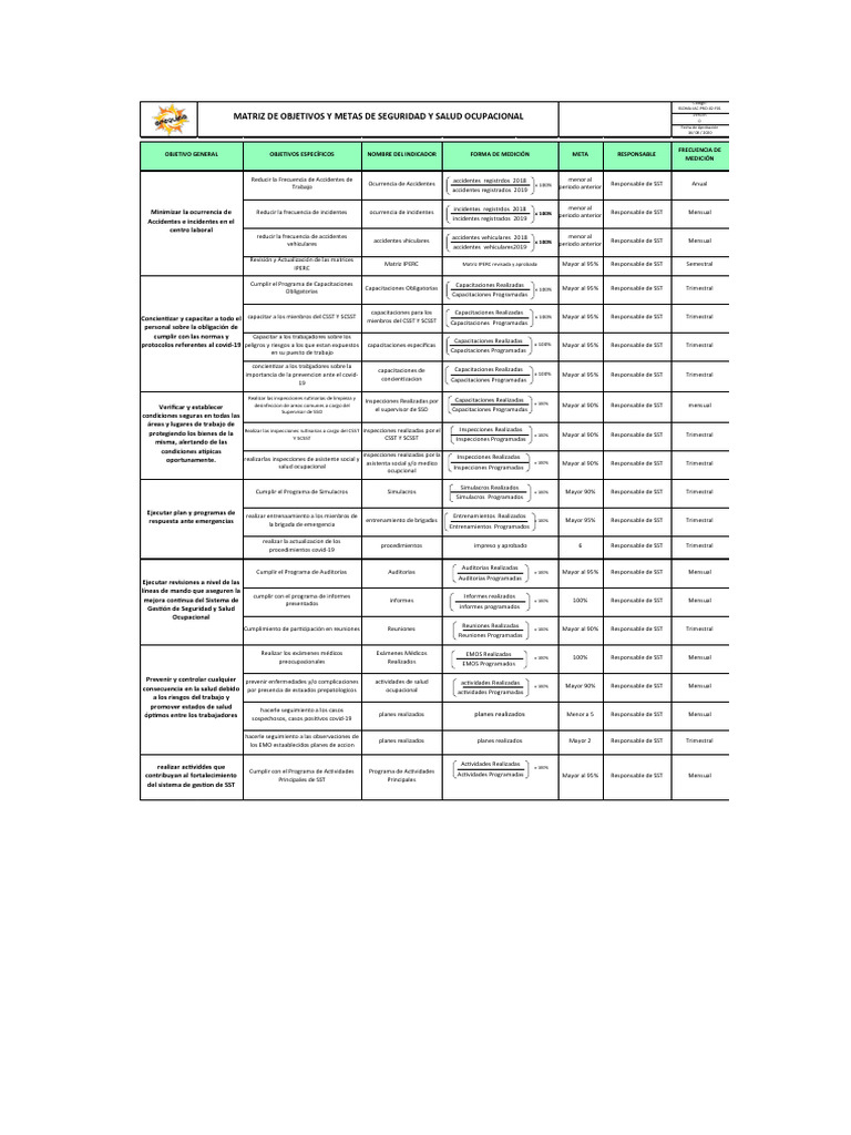 Matriz de Objetivos y Metas | PDF