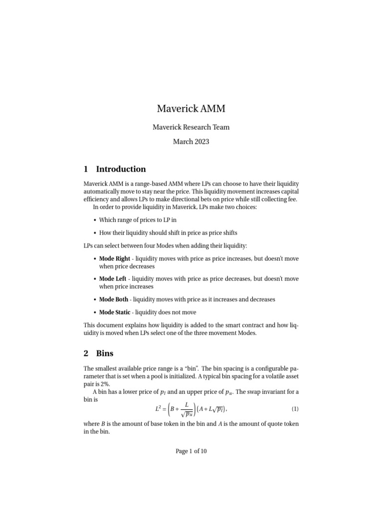 Maverick Directional AMM v1 0 | PDF | Market Liquidity | Swap (Finance)