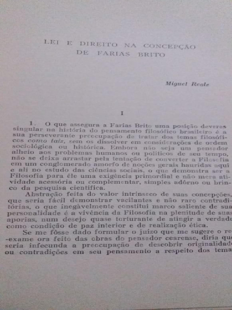 1962 - Miguel Reale - Lei e Direito Na Concepção de Farias Brito | PDF