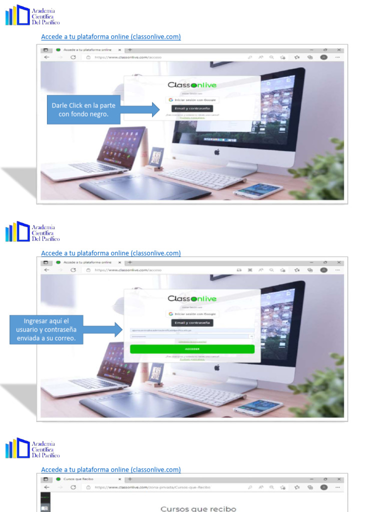 Paso A Paso A Tu Plataforma Interactiva de Tu Classonlive | PDF