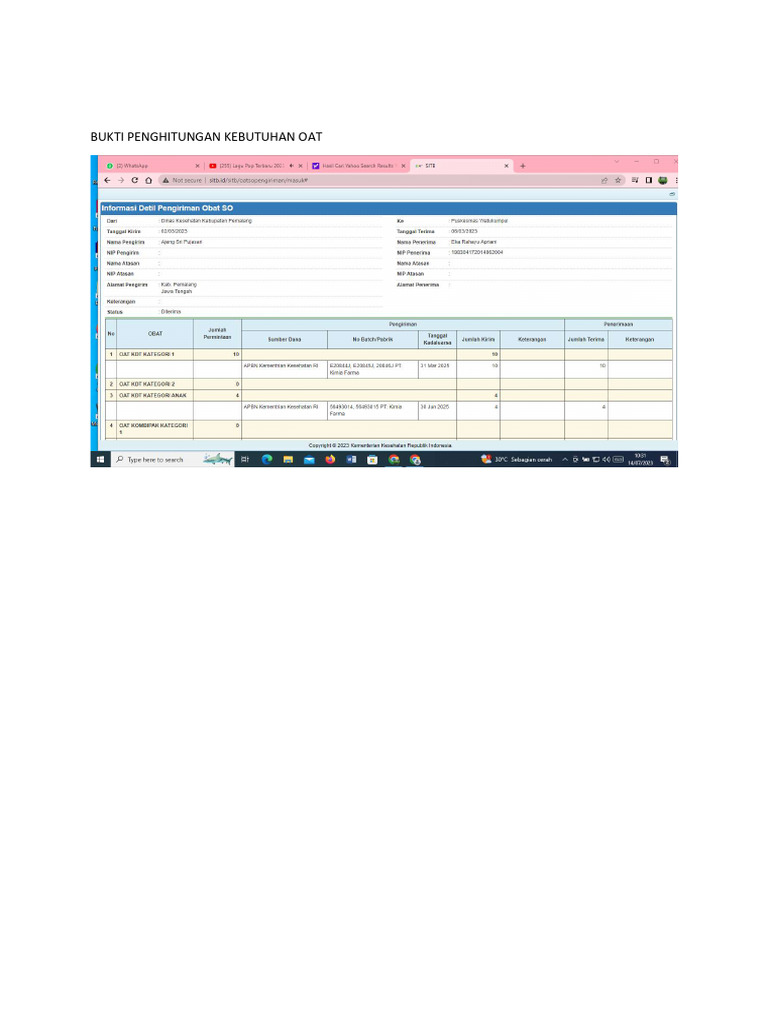 4.4.1.d. BUKTI PENGHITUNGAN KEBUTUHAN OAT 1 | PDF