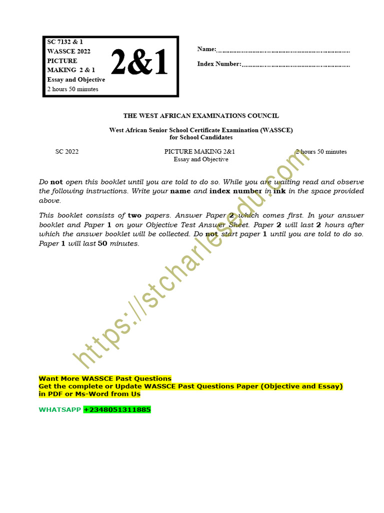 WASSCE Picture Making Likely Questions PDF Download | PDF | Paintings ...