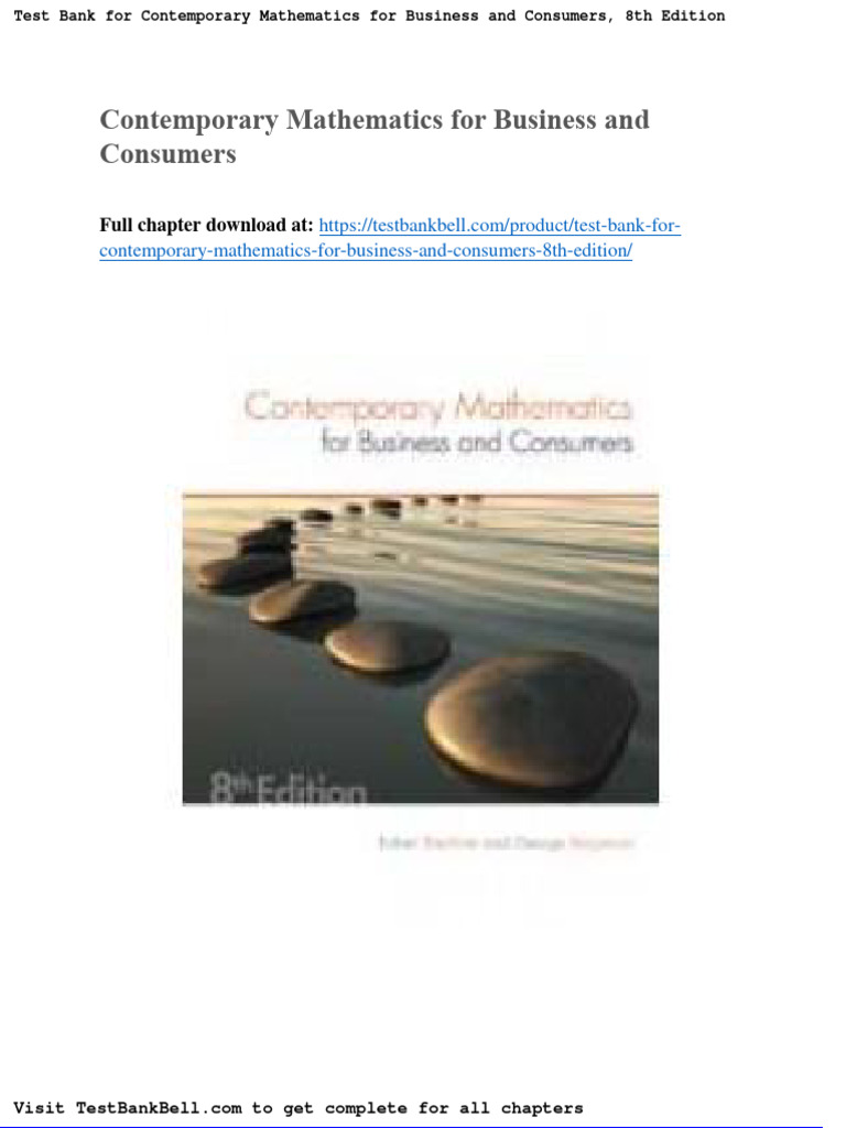 Test Bank For Contemporary Mathematics For Business and Consumers 8th ...