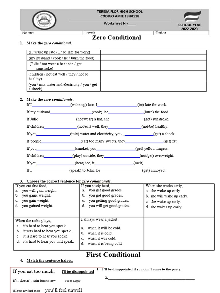 0,1st 2nd 3rd Conditionals | PDF