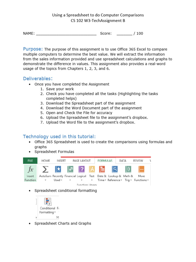 W3 TechAssignmentB SpreadsheetComputerComparision | PDF