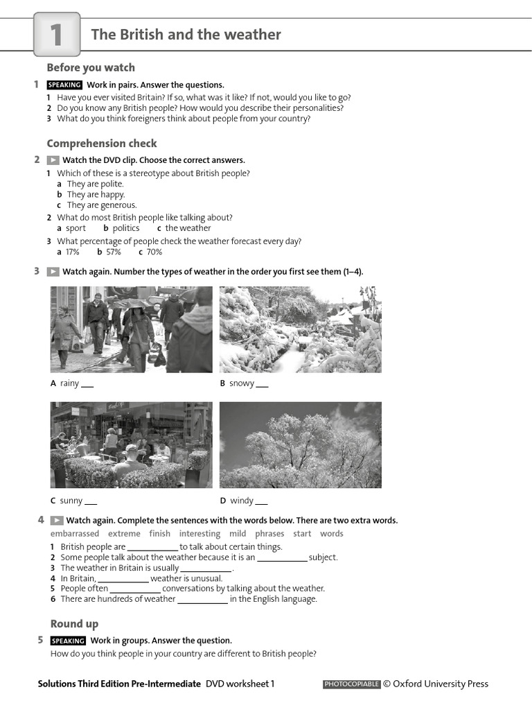 Solutions 3e Pre Intermediate TRD DVD Worksheets | PDF | English ...