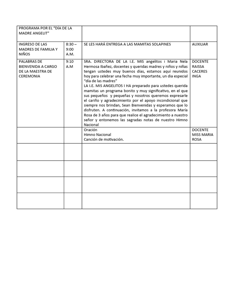 Programacion Dia De La Amdre Pdf