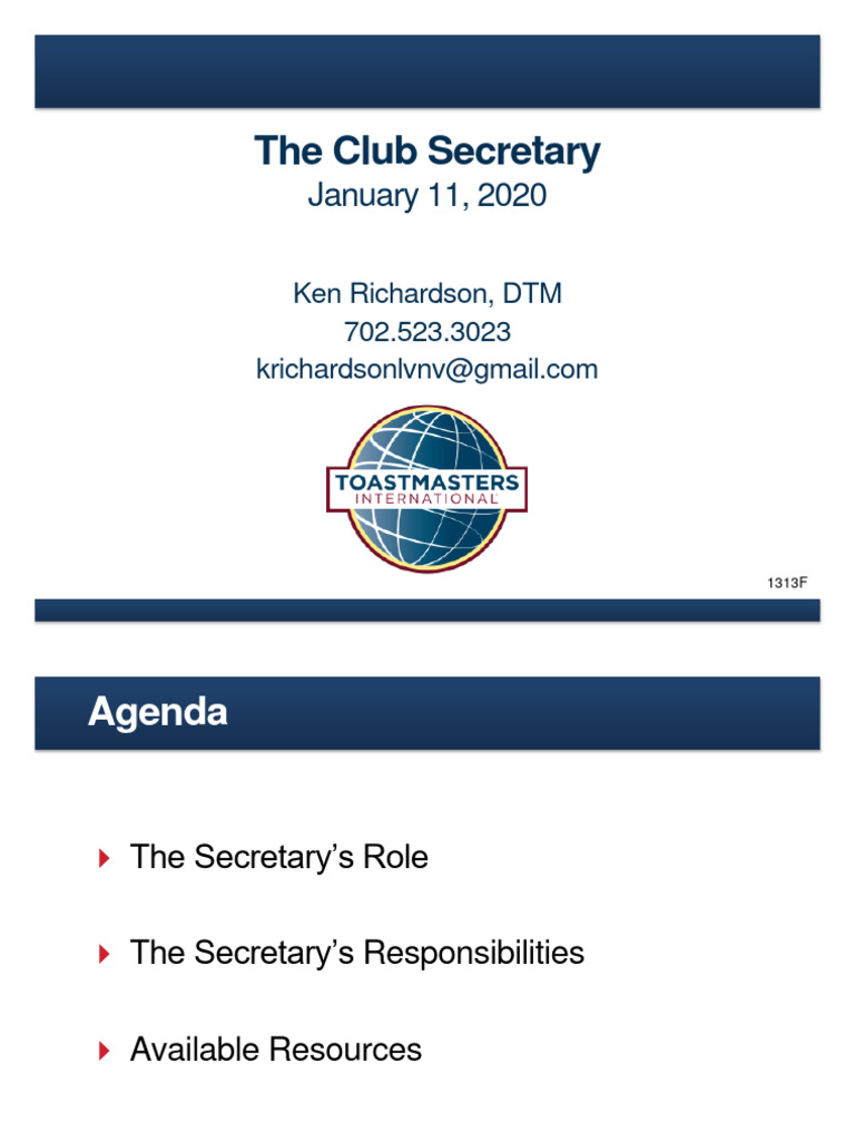 Role and Responsibilities of Club Secretary | PDF | Human Communication